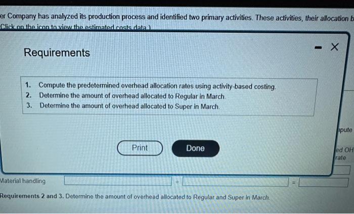 Solved Data table Materiathanding Requirements 2 and 3. | Chegg.com