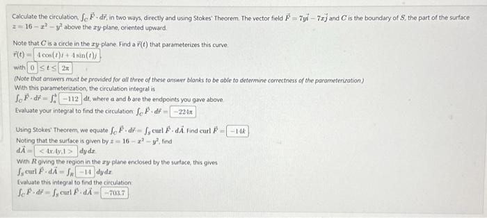 Solved Calculate the circulation, ∫CF+dr, in two ways, | Chegg.com