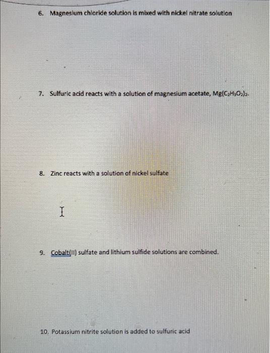 Solved Lab 5: Net lonic Equations For each reaction below, | Chegg.com