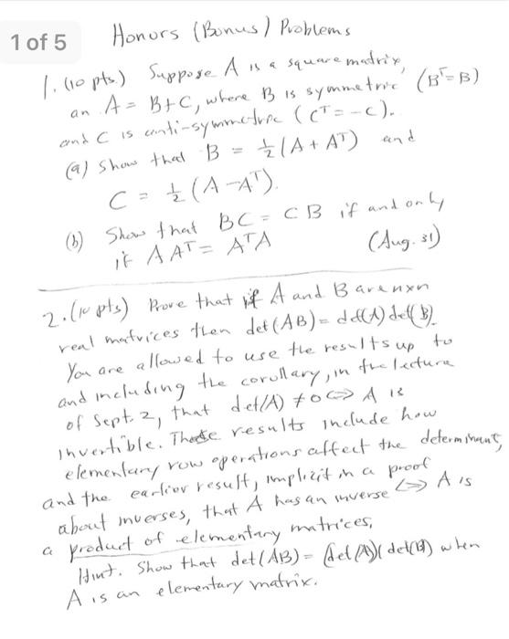 Solved linear algebraplease solve problem 3. problem 1 and | Chegg.com