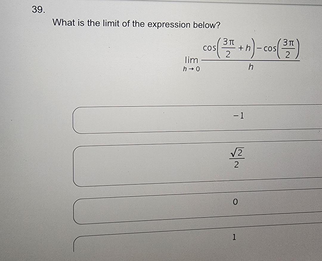 Solved What is the limit of the expression | Chegg.com