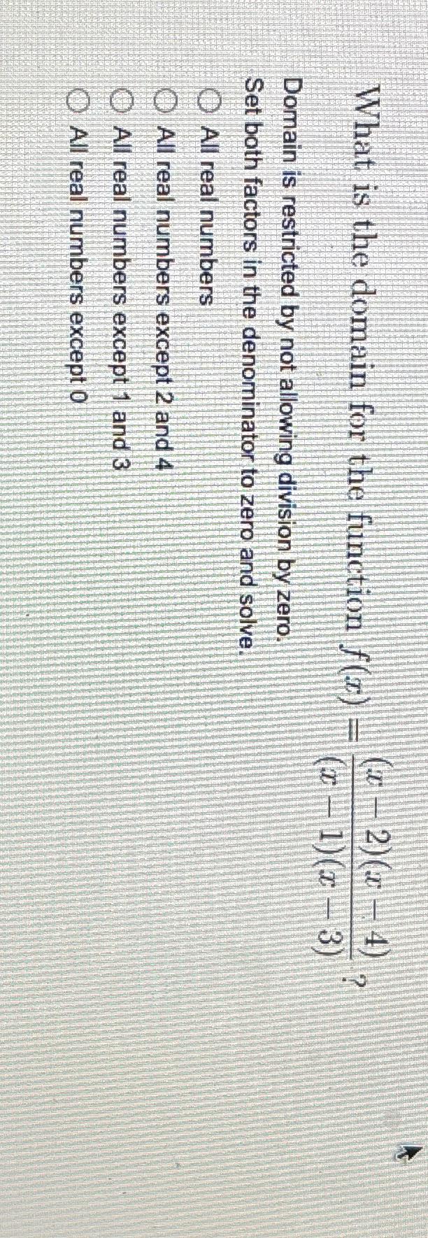 Solved What is the domain for the function | Chegg.com