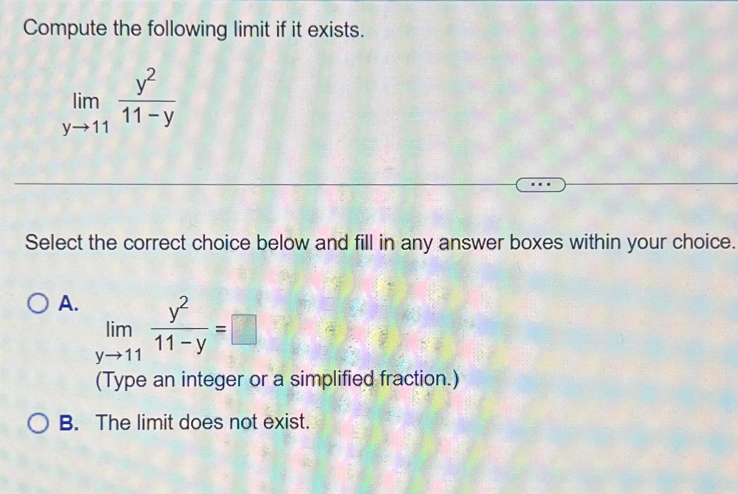 Solved Compute the following limit if it | Chegg.com