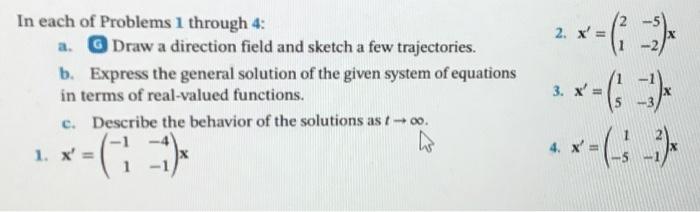 Solved In each of Problems 1 through 4: a. Draw a direction | Chegg.com