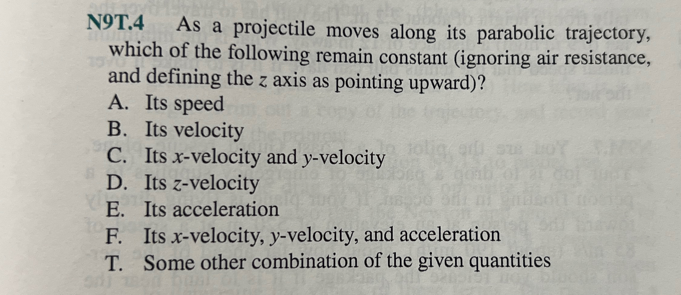 Solved N9T. 4 ﻿As a projectile moves along its parabolic | Chegg.com