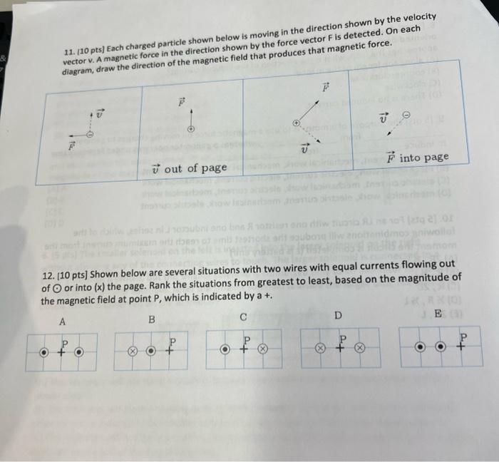 Solved 11. [10 pts] Each charged particle shown below is | Chegg.com