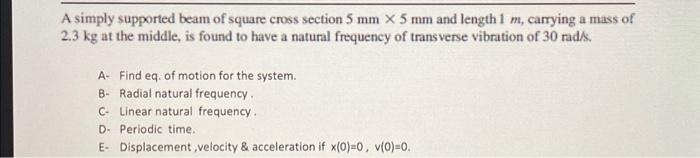 Solved A simply supported beam of square cross section 5 | Chegg.com