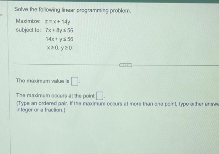 Solved Solve the following linear programming problem. | Chegg.com