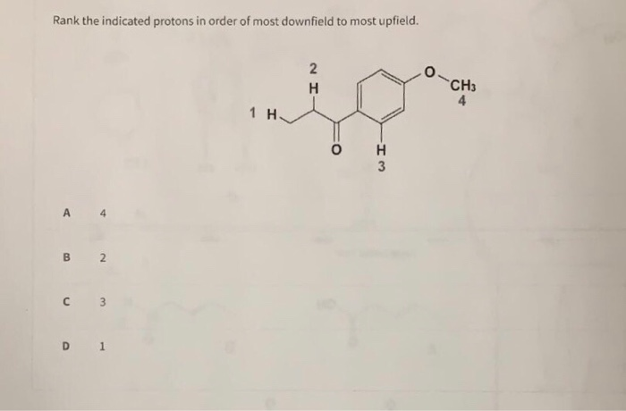 Solved Rank the indicated protons in order of most downfield | Chegg.com