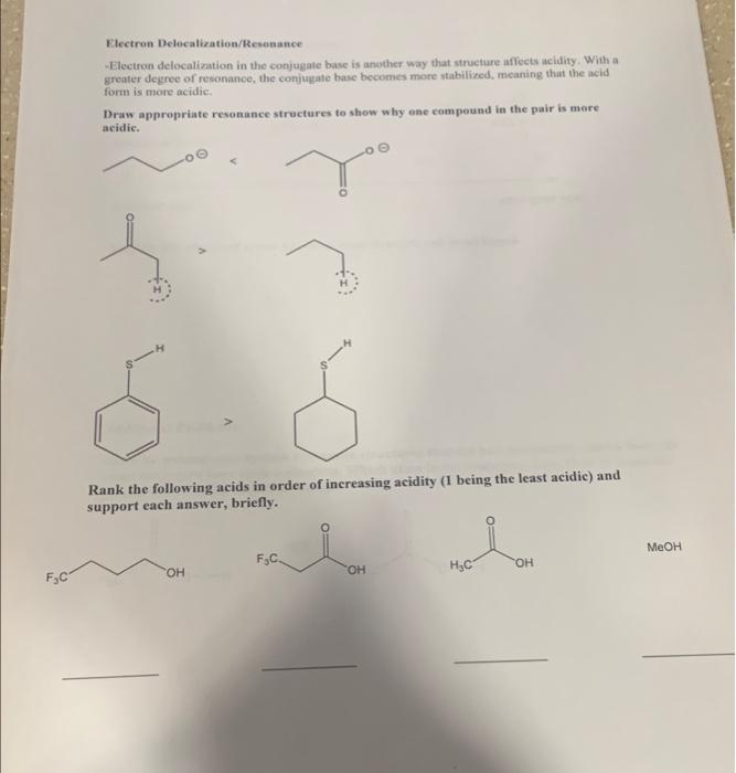 Solved Electron Delocalization/Resonance Electron | Chegg.com
