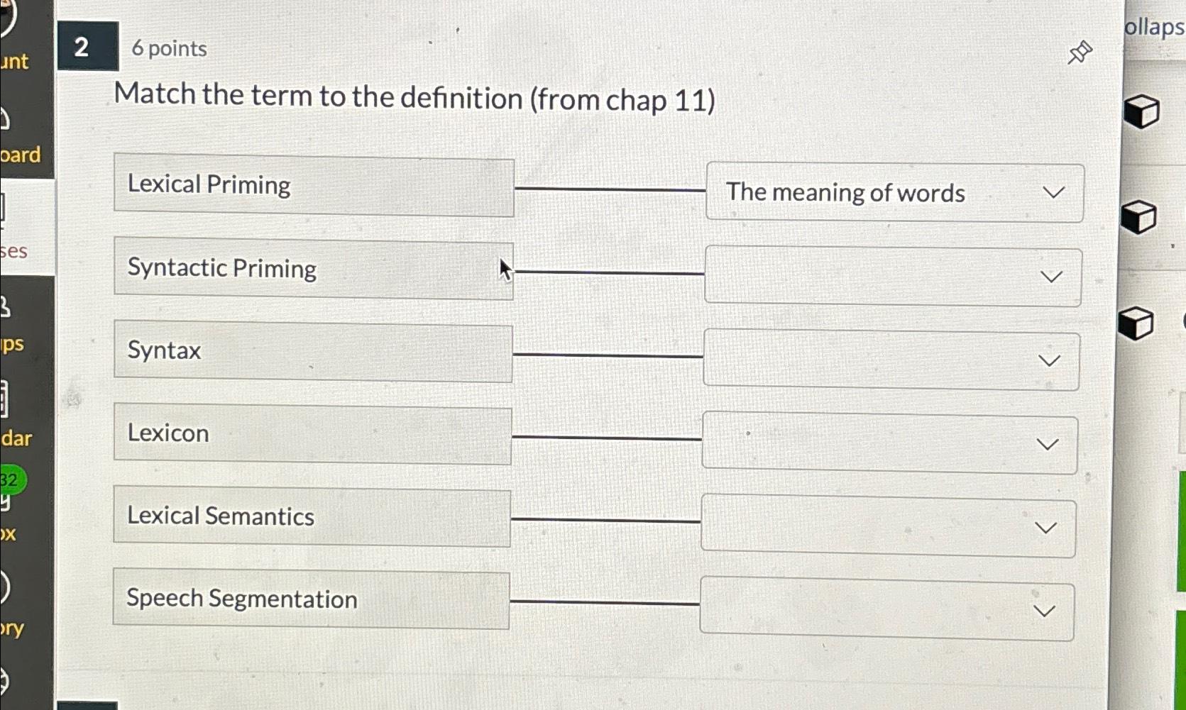 Solved 26 ﻿pointsMatch the term to the definition (from chap | Chegg.com