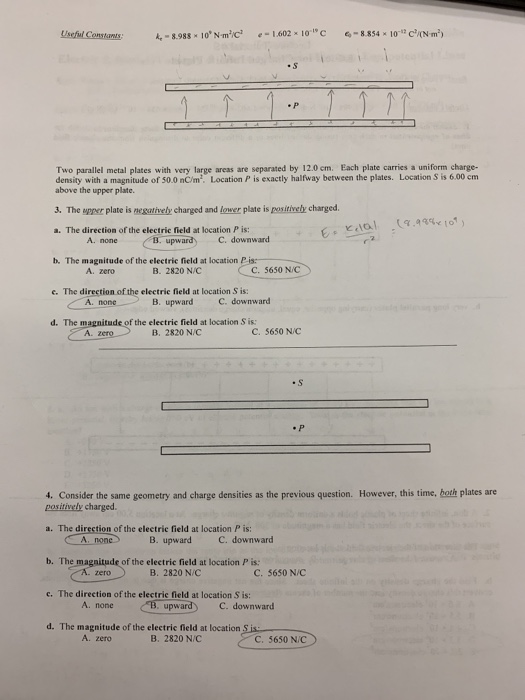 Solved two parallel metal plates with very large areas are | Chegg.com