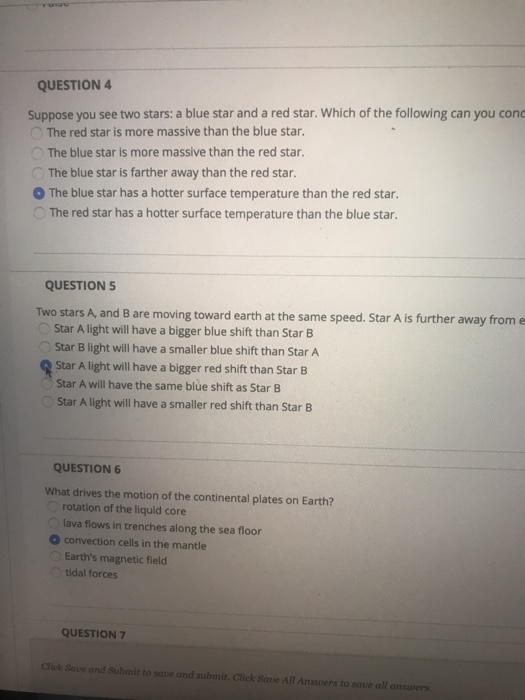 Solved Question 4 Suppose You See Two Stars A Blue Star And