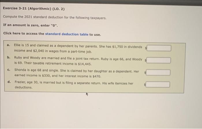 Solved Exercise 3-21 (Algorithmic) (LO. 2) Compute the 2021 | Chegg.com