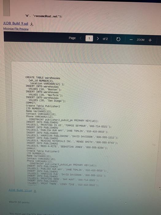 Solved Assignment 9 You must use the SQL files attached to | Chegg.com