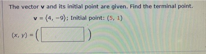 Solved The vector v and its initial point are given. Find | Chegg.com
