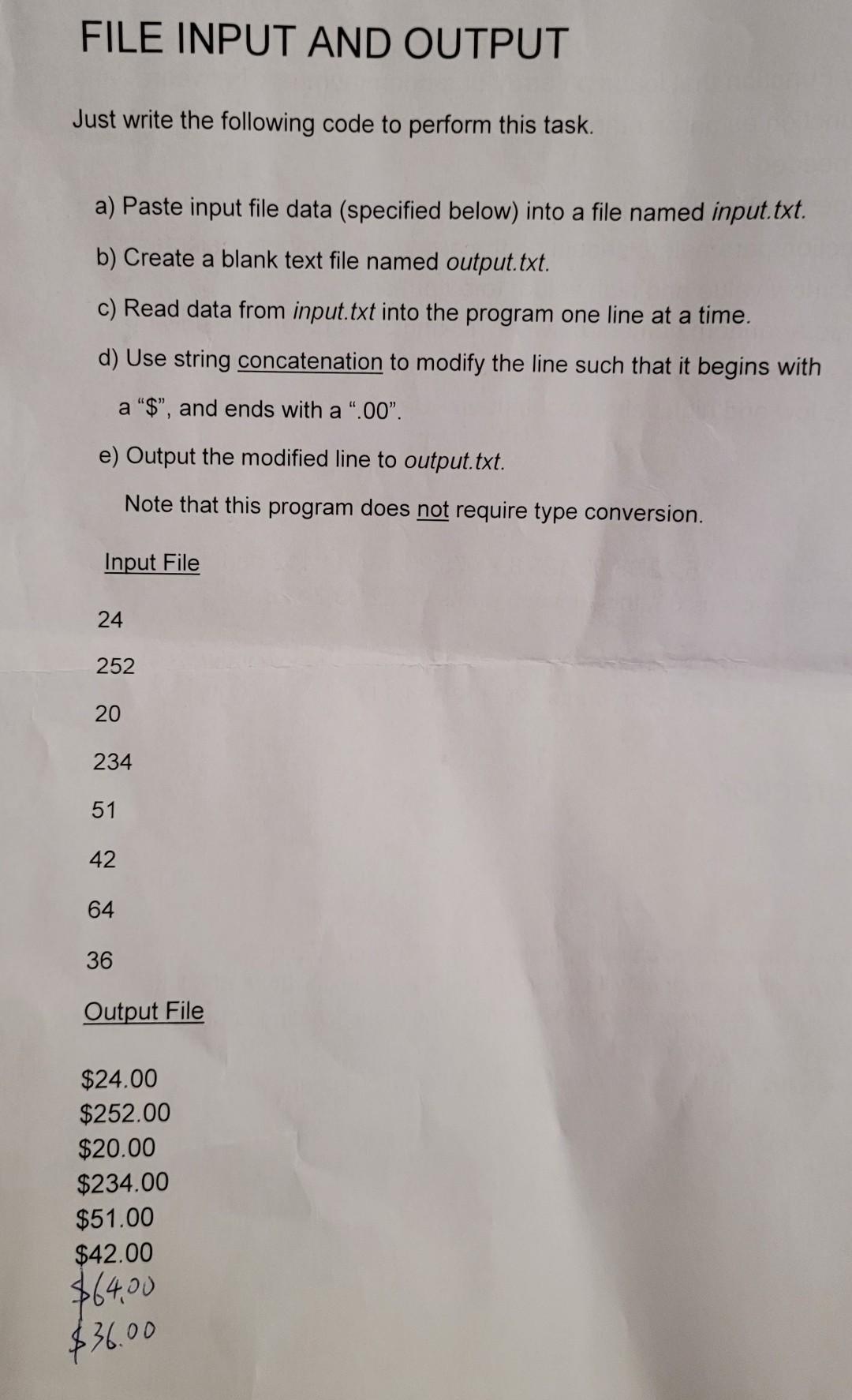 Solved Just write the following code to perform this task. | Chegg.com