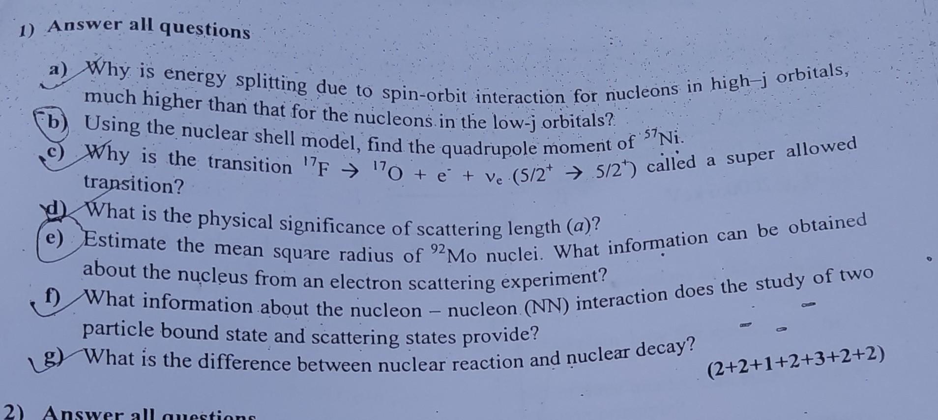 Solved 1) Answer all questions a) Why is energy splitting | Chegg.com