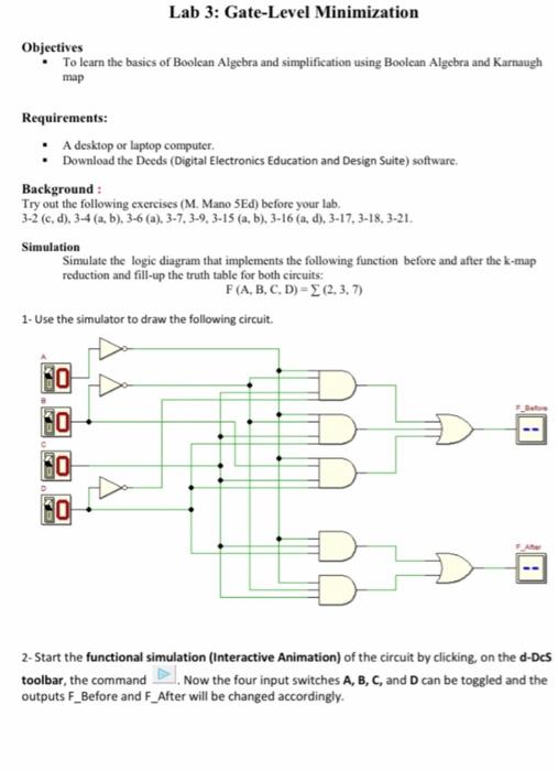 Solved Objectives Lab 3: Gate-Level Minimization Ta to the | Chegg.com