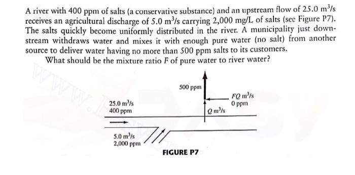 [Solved]: A river with ( 400 mathrm{ppm} ) of salts (a c