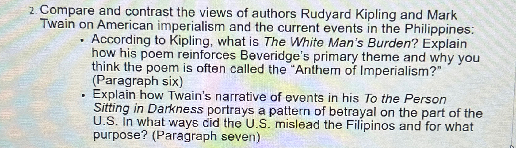 Solved Compare and contrast the views of authors Rudyard | Chegg.com