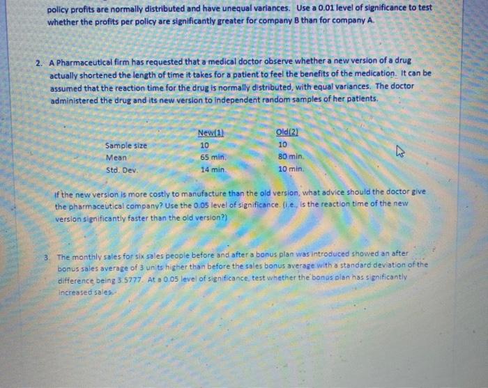 Solved 1. A random sample of 28 policies form Insurance | Chegg.com
