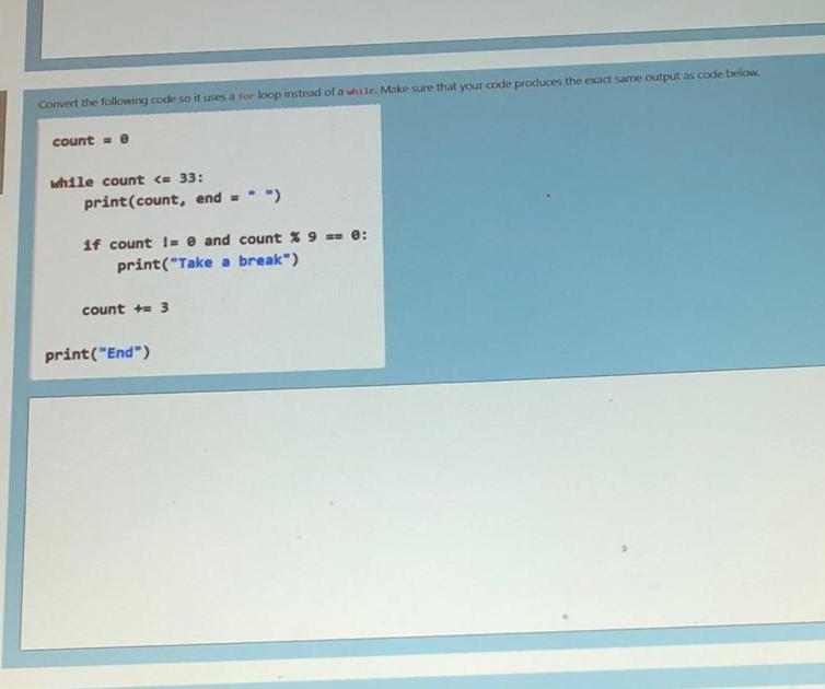Solved Convert the following code so it uses for loop | Chegg.com