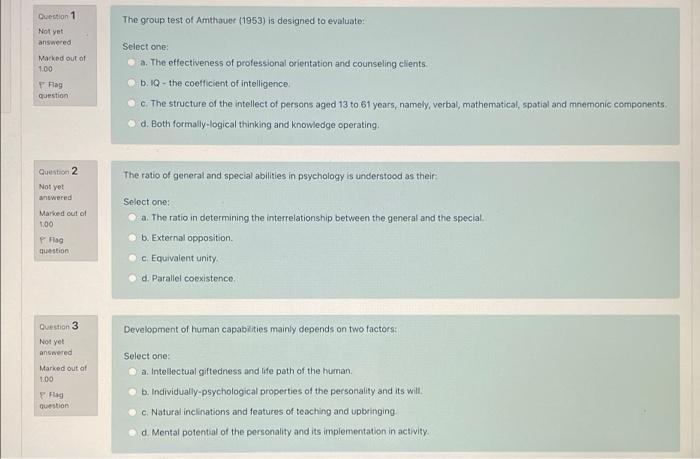 Solved Question 1 The group test of Amthauer (1953) is | Chegg.com