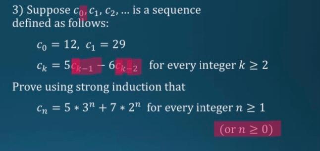 Solved 3) Suppose c0,c1,c2,… is a sequence defined as | Chegg.com