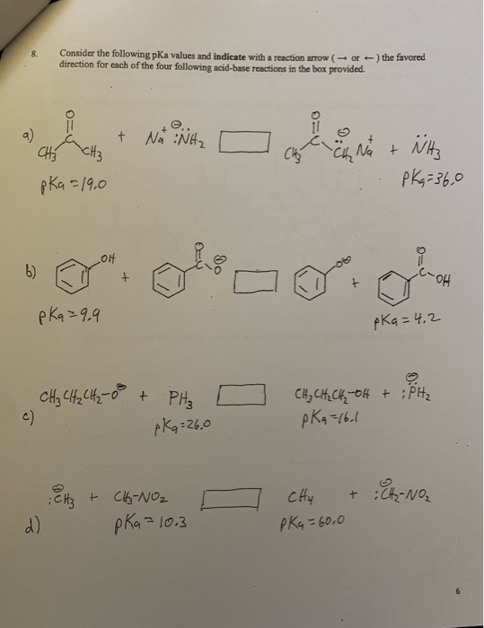 Solved Consider the following pKa values and indicate with a | Chegg.com