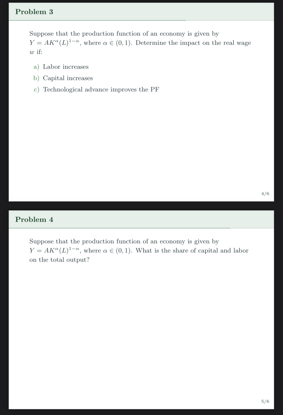 Solved Problem 3Suppose that the production function of an | Chegg.com