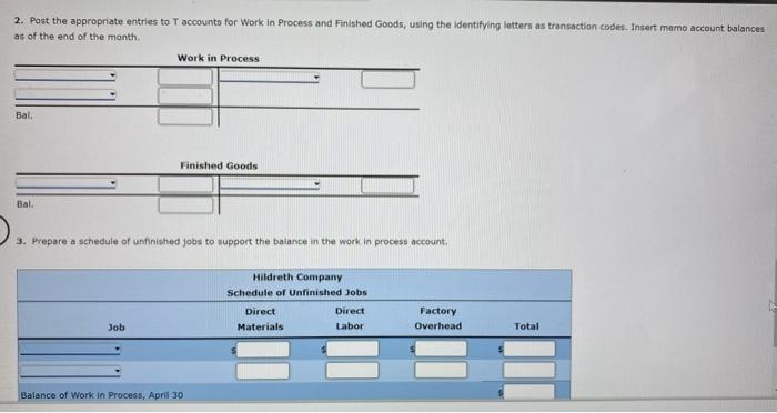 Solved Entries and Schedules for Unfinished Jobs and | Chegg.com