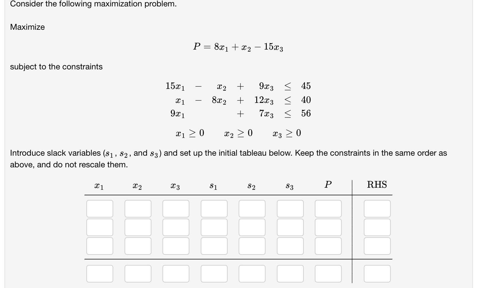 Solved Consider the following maximization | Chegg.com