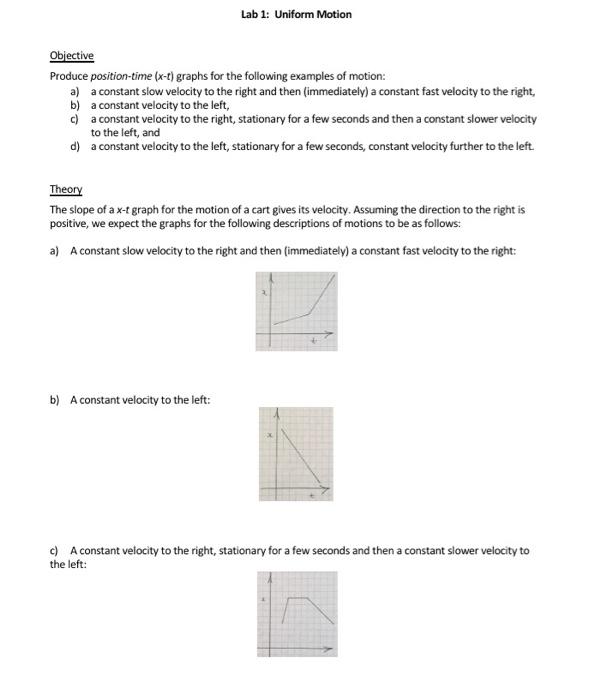 Solved Lab 1: Uniform Motion Objective Produce position-time | Chegg.com