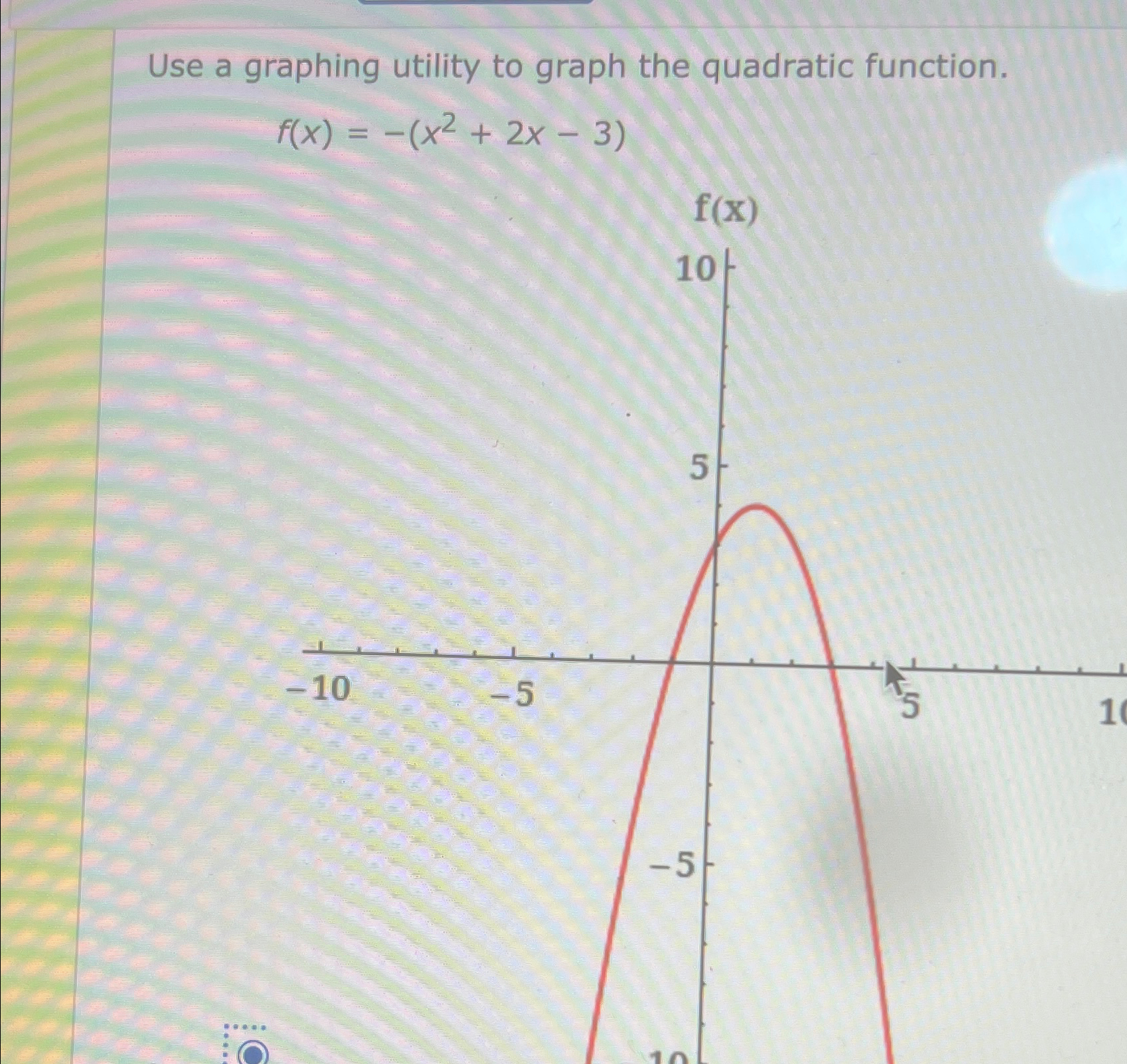 Solved Use a graphing utility to graph the quadratic | Chegg.com
