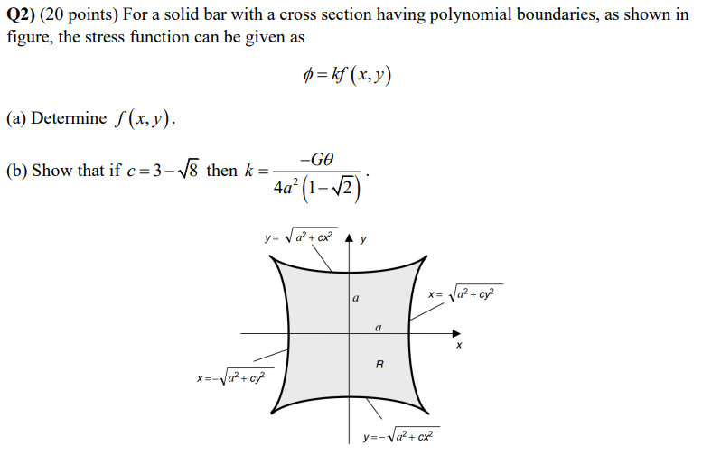 Solved Q2) (20 ﻿points) ﻿For a solid bar with a cross | Chegg.com