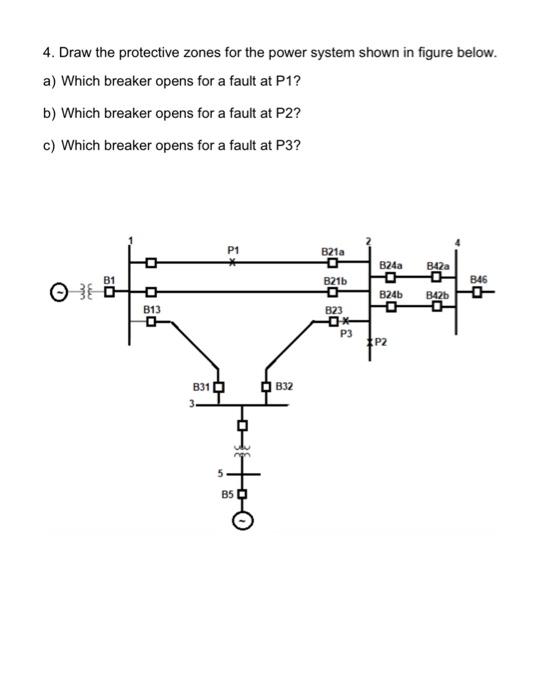 Solved 4. Draw the protective zones for the power system | Chegg.com