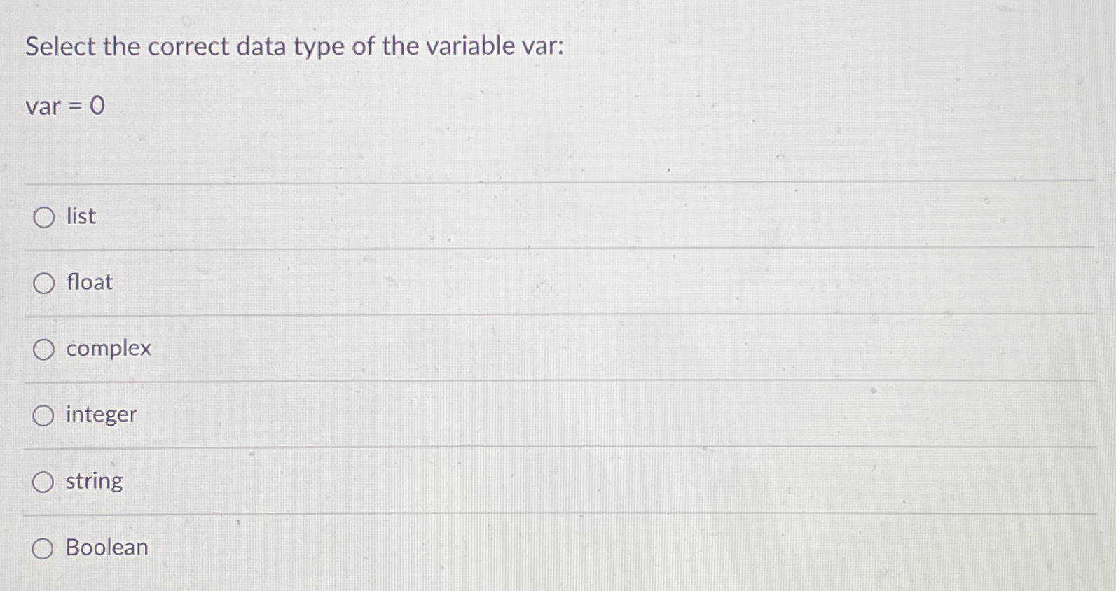 Solved Select the correct data type of the variable | Chegg.com