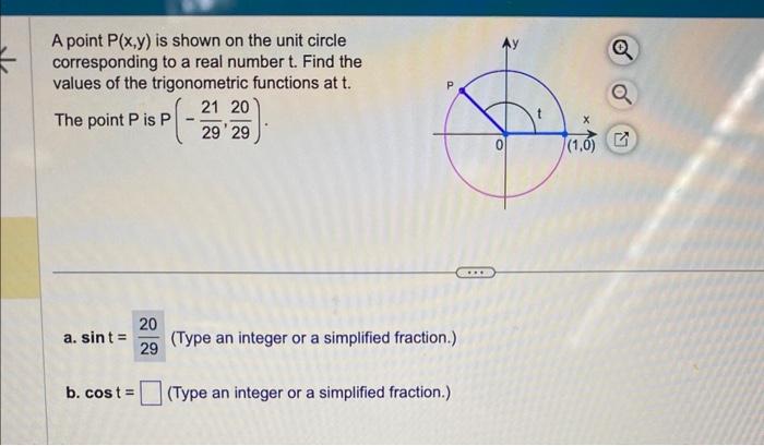 Solved A point P(x,y) is shown on the unit circle | Chegg.com