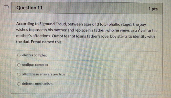 Solved Question 11 1 pts According to Sigmund Freud, between | Chegg.com