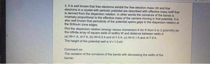 Solved 3. It is well known that free electrons exhibit the | Chegg.com