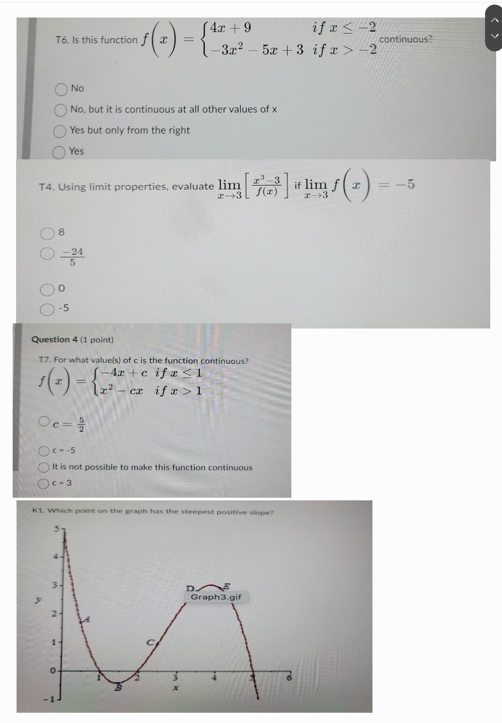 Solved T6. Is this function f(x)={4x+9−3x2−5x+3 if x≤−2 if | Chegg.com