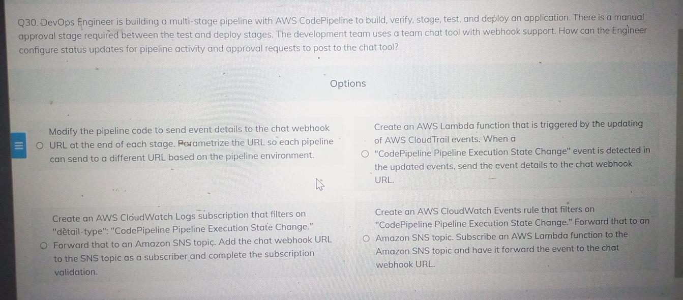 Solved Q30. ﻿DevOps Engineer is building a multi-stage | Chegg.com