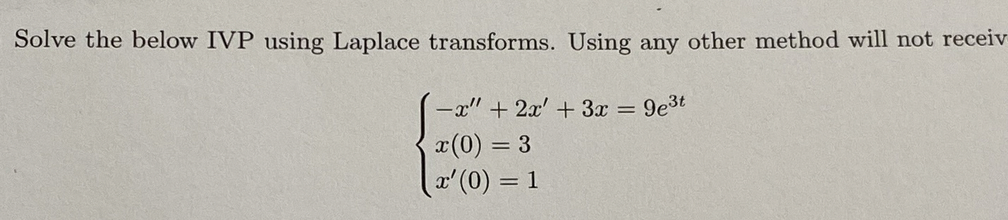 Solved Solve the below IVP using Laplace transforms. Using | Chegg.com | Chegg.com
