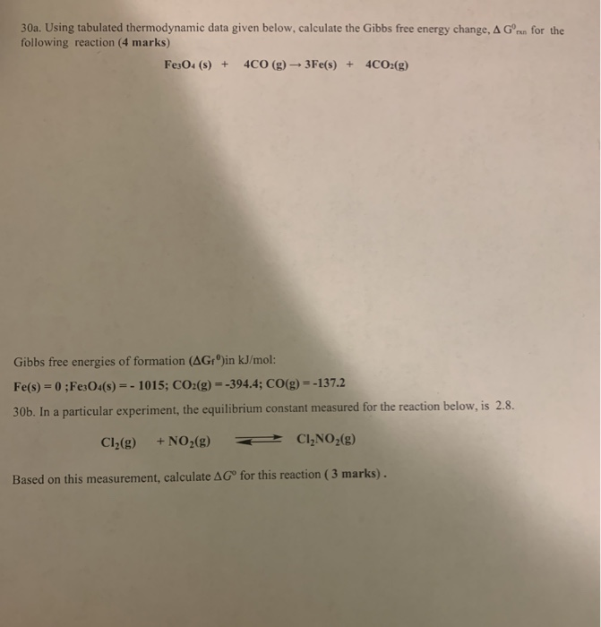 Solved 30a Using Tabulated Thermodynamic Data Given Below 