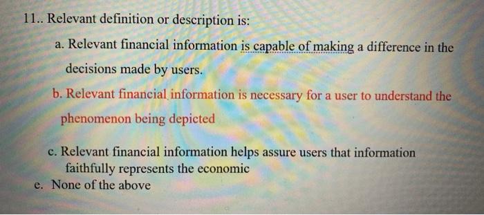 Solved 11.. Relevant definition or description is: a. | Chegg.com