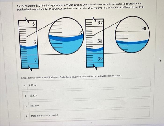 Solved A student obtained a 24.5 mL vinegar sample and was | Chegg.com