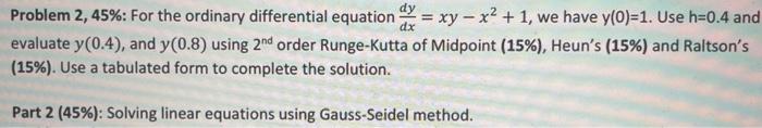Solved Problem 2,45% : For the ordinary differential | Chegg.com