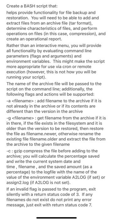 Solved Create a BASH script that: helps provide | Chegg.com