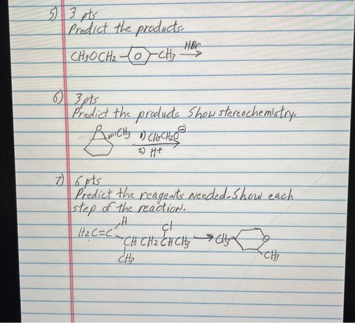 Solved CH3OCH2−O−CH3 HBr 3 pts Predict the praduds. Show | Chegg.com